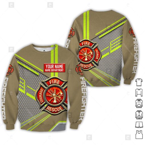 Personalized Name And Department Firefighter 3D All Over Printed ...